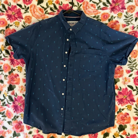 Shirts | Iron Co Mens Short Sleeve Collared Shirt Martini Glass Pattern ...